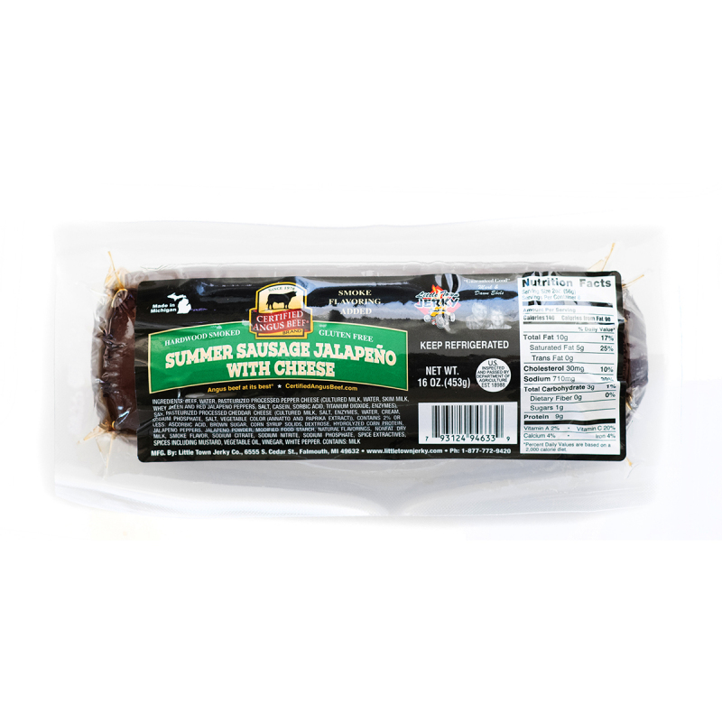 SMOKED JALAPENO & CHEESE SUMMER SAUSAGE - Little Town Jerky
